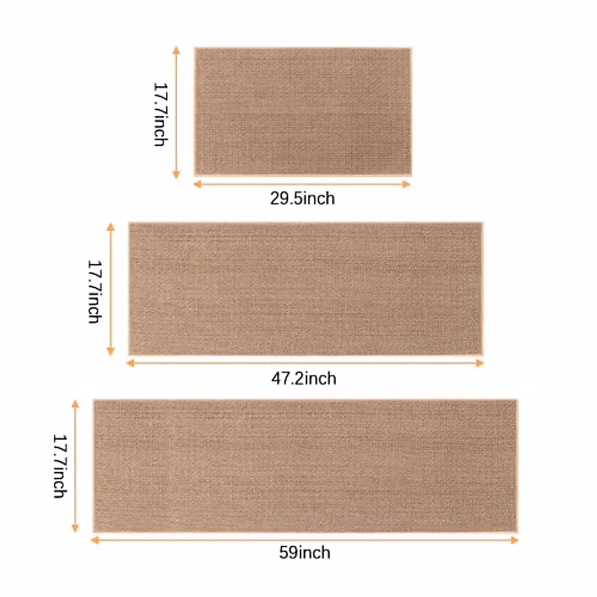 Hiroshi Kitchen Rugs and Mats Non Skid Natural Rubber Twill Washable Waterproof Comfort Standing Mat Runner for Kitchen, Floor, Office, Sink, Laundry(Beige, 17.7*29.5+17.7*47.2)