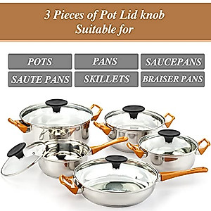 TIESOME 3 Pcs Pot Lid Knob, Universal Replacement Pan Lid Cover Knobs, 5.5cm Large Handle Lid Knob, Kitchen Cookware Knob Handle, Bakelite Circular Handgrip Knobs