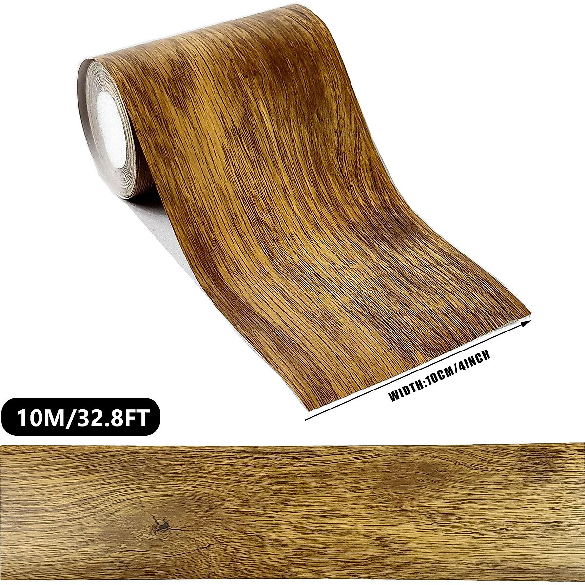 DESOMINOR 32.8Ft Brown Border Peel &Stick Wood Grain Wallpaper Border Removable Waterproof Bathroom Mirror Frame Sticker (Brown)