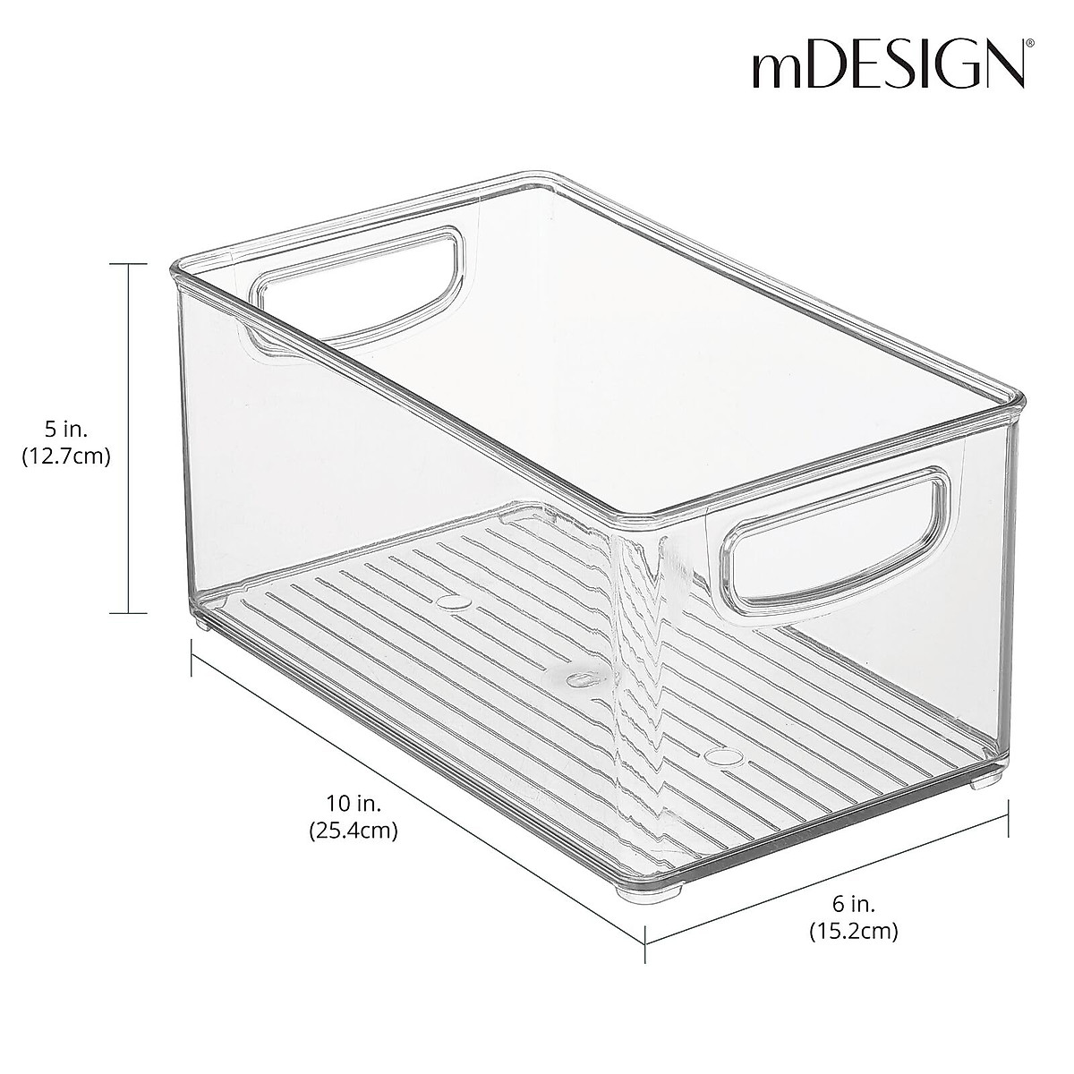 mDesign Plastic Kitchen Organizer - Storage Holder Bin with Handles for Pantry, Cupboard, Cabinet, Fridge/Freezer, Shelves, and Counter - Holds Canned Food, Snacks, Drinks, and Sauces - 2 Pack - Clear