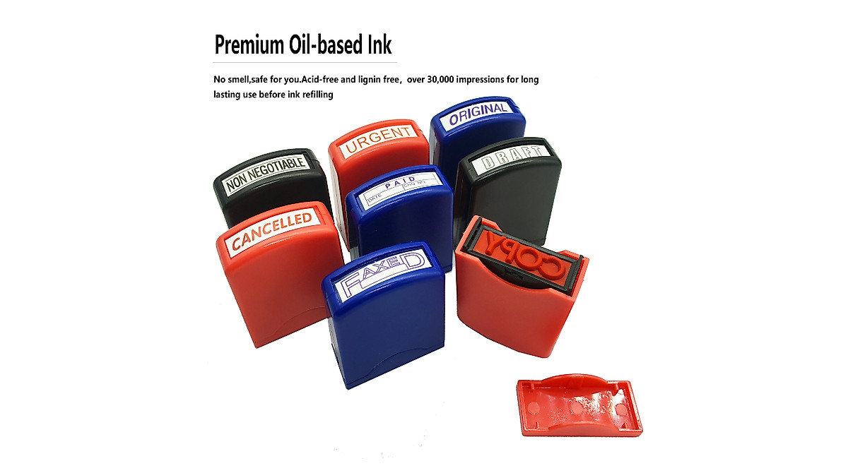 Reliancer Set of 8 Self Inking Office Stamps