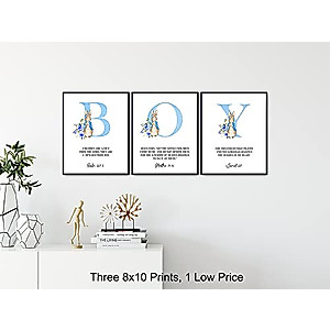 Religious Christian Baby Boy Room Decor - Baby Boy Nursery Decor - Boys Wall Art - Scripture Wall Art - Bible Verses Wall Decor - Baby Shower Gifts - Toddler Boys Bedroom - Blue Peter Rabbit Decor