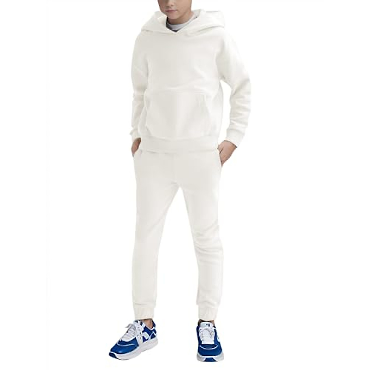 Haloumoning Boys 2 Piece Outfits Sweatsuits Long Sleeve Pullover Hoodie and Sweatpants Tracksuit Set 5-14 Years