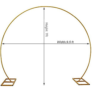 Round Balloon Arch Stand with Base Adjustable, 9.5ft x 7.2ft Gold Metal Circle Balloon Garland Stand Frame Kit for Wedding Engagement Gender Reveal Baptism Birthday Baby Shower Decoration