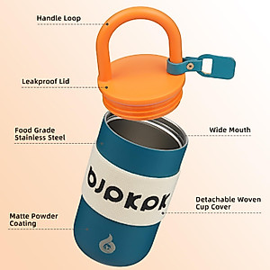 BJPKPK Insulated Stainless Steel Tumbler Cups 13oz Travel Coffee Mug With Lid And Handle,Dark Blue