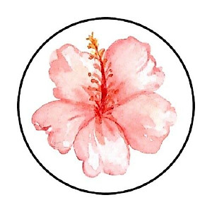 48 pcs Hawiian Flower Hibiscus​​​​​​ Stickers Envelope Seals Labels Round Tags, Stamps Sticker for Gift Cards, Envelopes, Boxes for Holiday, Birthday, Christmas