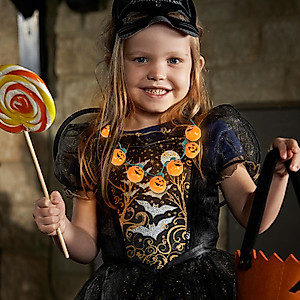 FUTUREPLUSX Pumpkin Light-up Necklace, 2 PCS Halloween Pumpkin Necklace Flashing Light Up Pumpkin Halloween Necklace