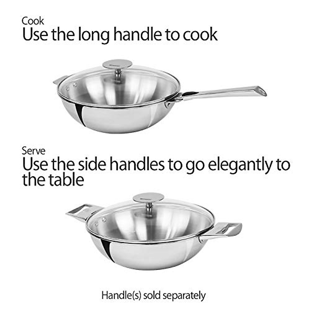 Cristel Casteline Wok, 3 quart, Silver