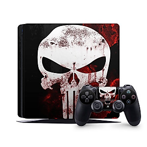 ZOOMHITSKINS Compatible with PS4 Slim Skin, Punisher Revenger Superhero Punishing, Durable & Fit, 3M Vinyl, Made in The USA