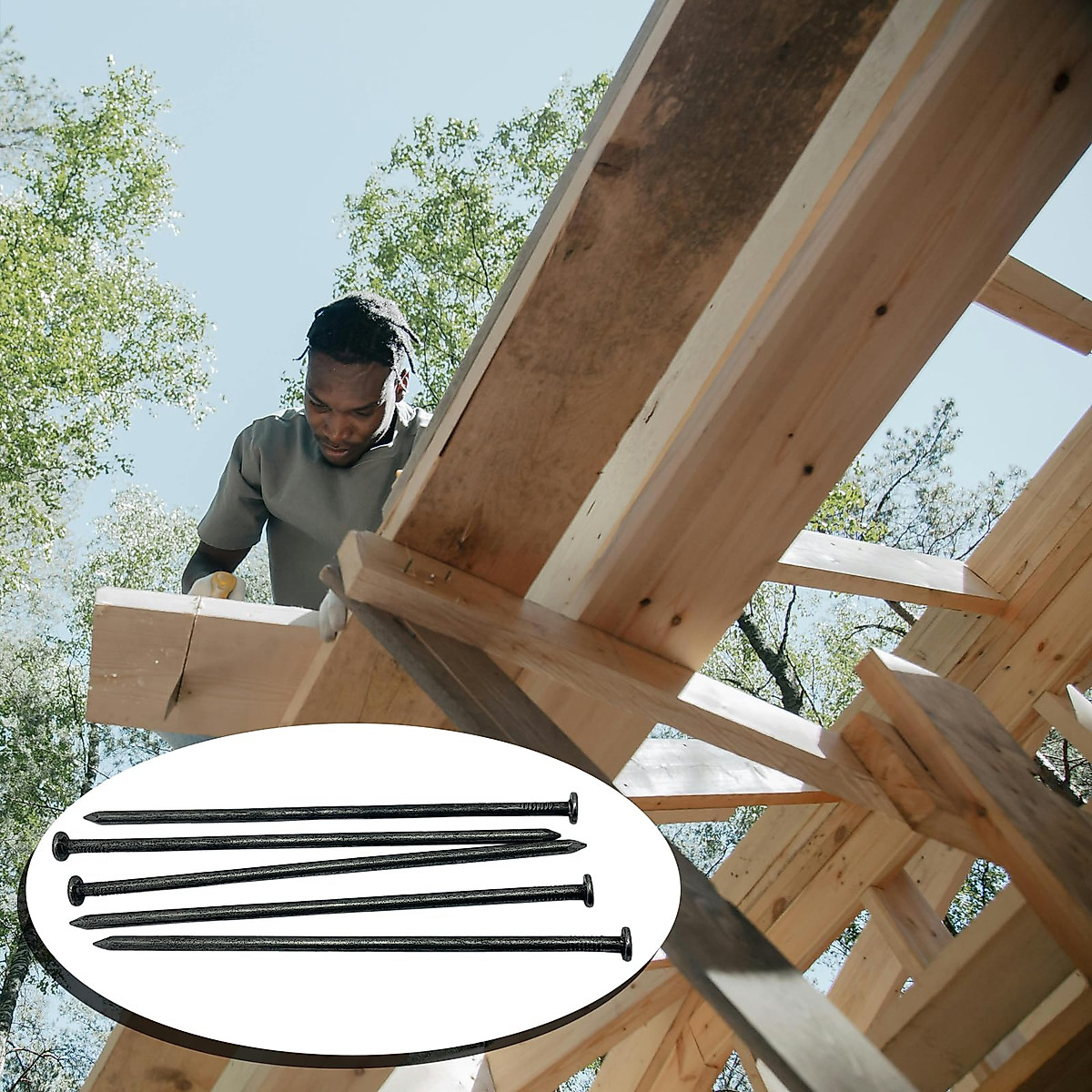 Metal Nails 50 Pcs 10-Inch Landscape Anchoring Spikes for Paver, Weed Barriers, Turf, House Construction, Carpentry Nail, Tent, Anchoring Spikes (10in 50pcs)