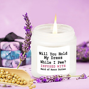 LAMIVEENLA Maid of Honor Gifts Scented Candle Lavender - Bridesmaid Proposal Gifts Matron of Honor Proposal Gifts Bridesmaid Gifts Soy Candle 4oz