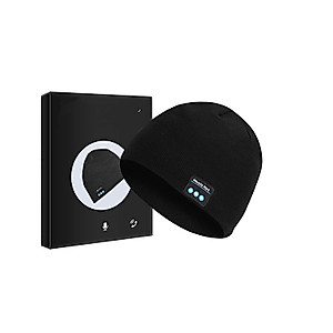 Unisex Wireless Beanie Hat with Exquisite Packaging Wireless Winter Knit Hats Cap(Black)