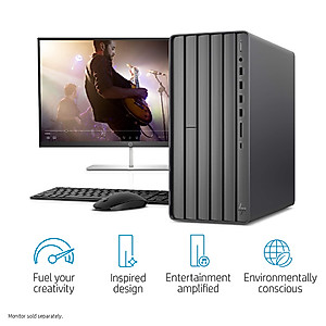 HP Envy Desktop, 10th Generation Intel Core i7-10700, 16GB RAM, 1 TB Hard Drive & 512 GB SSD, Windows 11 (TE01-1020, Black)