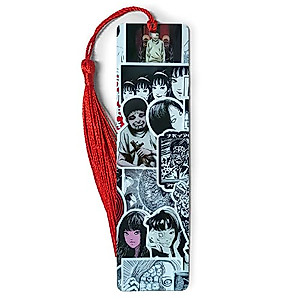 Bookmarks Metal Ruler Junji Bookography Ito Measure Collage Tassels Bookworm for Reading Bookmark Book Bibliophile Gift Markers Christmas Ornament