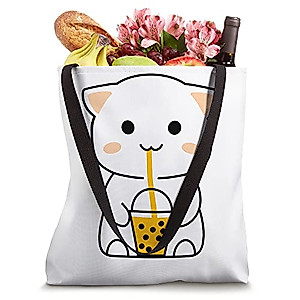 Cute Anime Cat Drinking Boba Adults Kids Tote Bag