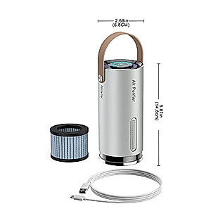 AirKitty Car Air Purifier, 3 in 1 Air Purifiers of UVC Light, Plasma Generator, Aviation Aluminum Enclosure,Siutable for Car, Office, Desktop, Small Room and Travel (Silver)