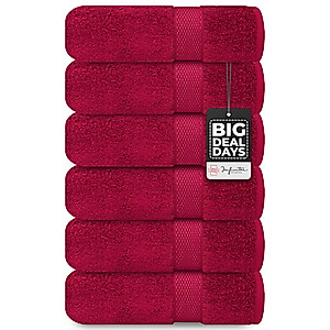 Infinitee Xclusives Bundle of Red Kitchen Towels Pack of 6 with Hand Towels Pack of 6 16x28 Inches