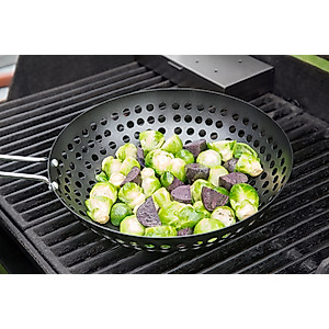 Fox Run Non-Stick Stir Fry Wok/Steamer, 17.5 x 11 x 4.5 inches, Black,5459