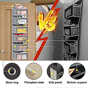 Vaisoz Over The Door Organizer,6 Pockets Fabric Over The Door Storage with Mesh Perspective Window,Wall Mount Hanging Organizer for Bedroom Pantry Closet,Baby Storage-Grey