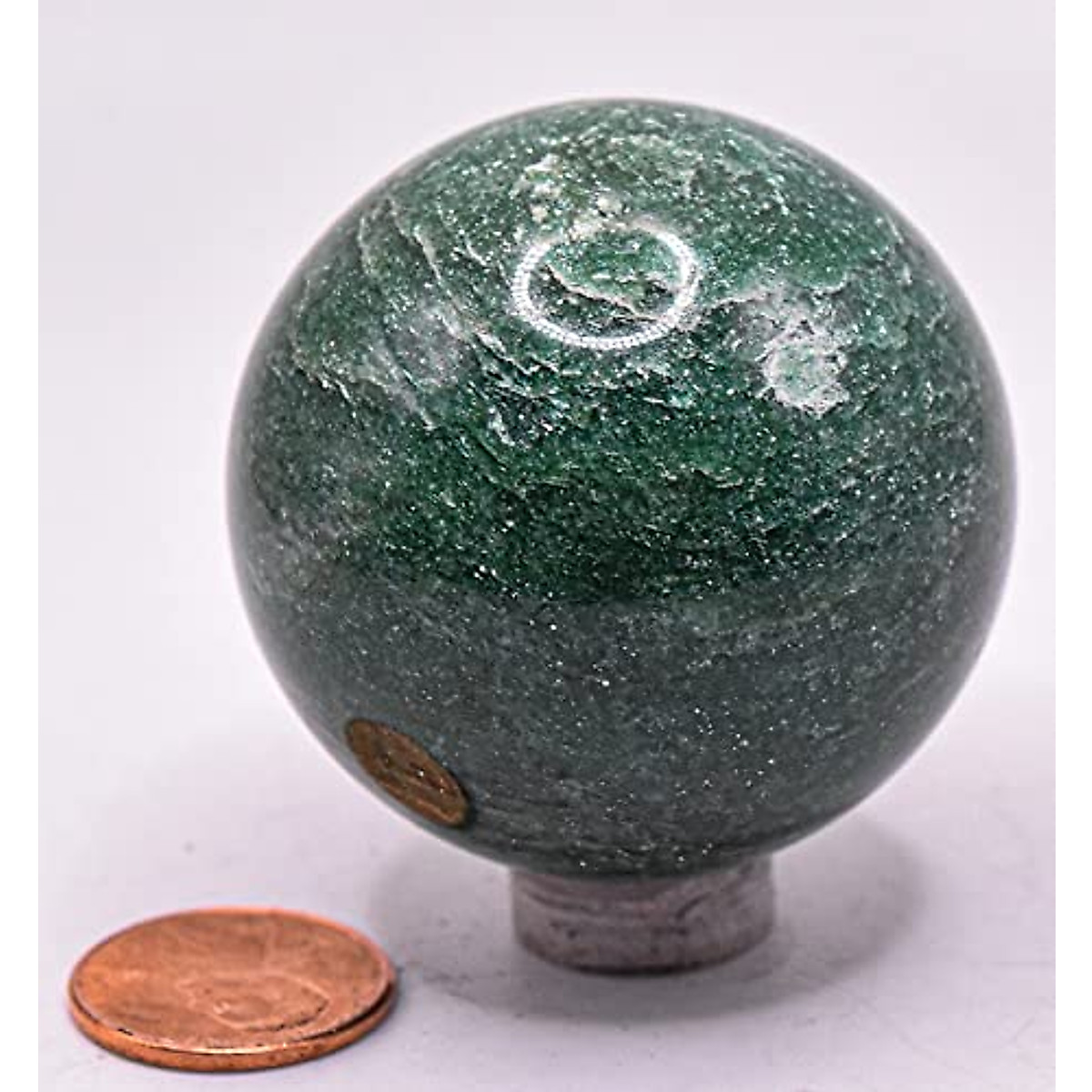 45mm 135g Dark Deep Green Jade Sphere Polished Natural Sparkling Nephrite Gemstone Crystal Mineral Décor Ball - India + Stand
