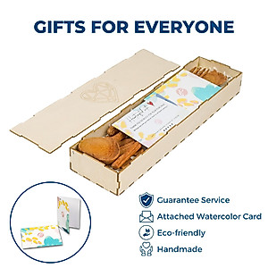 JABIHOME Wooden Serving Spoon and Fork Set 3pcs, Mens Christmas Gifts, Thanksgiving Gifts for Mom, Wooden Handmade Gifts for Mom, Cool White Elephant Gifts