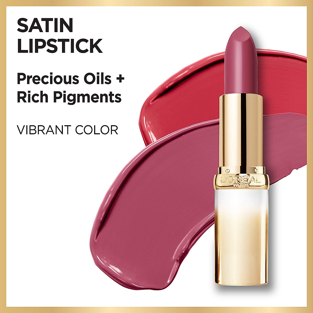 L’Oréal Paris Age Perfect Satin Lipstick with Precious Oils, 206 Vibrant Fuchsia, 0.13 Ounce