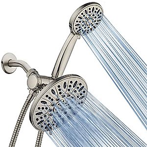 AquaDance 7" Premium High Pressure 3-Way Rainfall Combo with Stainless Steel Hose – Enjoy Luxurious 6-setting Rain Shower Head and Hand Held Shower Separately or Together – Brushed Nickel Finish