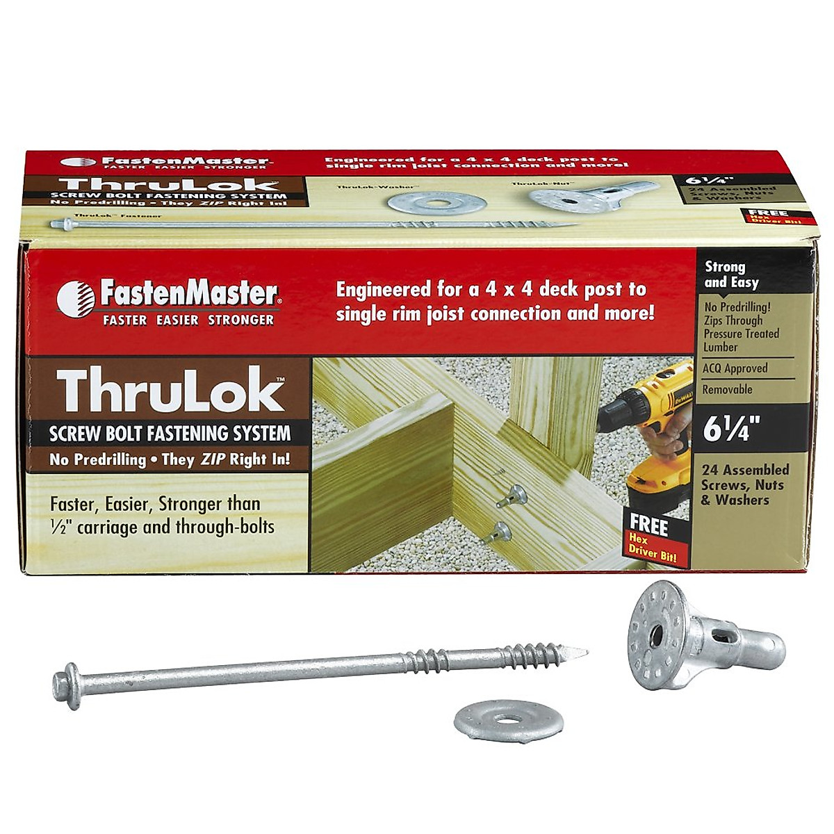 FastenMaster FMTHR614-24 ThruLOK Screw Bolt Fastening System, 6-1/4 Inches, 24-Count,Silver
