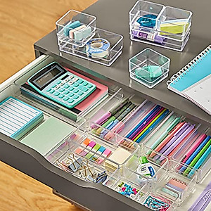 STORi SimpleSort 18-Piece Stackable Clear Drawer Organizer Set | Multi-size Trays | Makeup Vanity Storage Bins and Office Desk Drawer Dividers | Made in USA