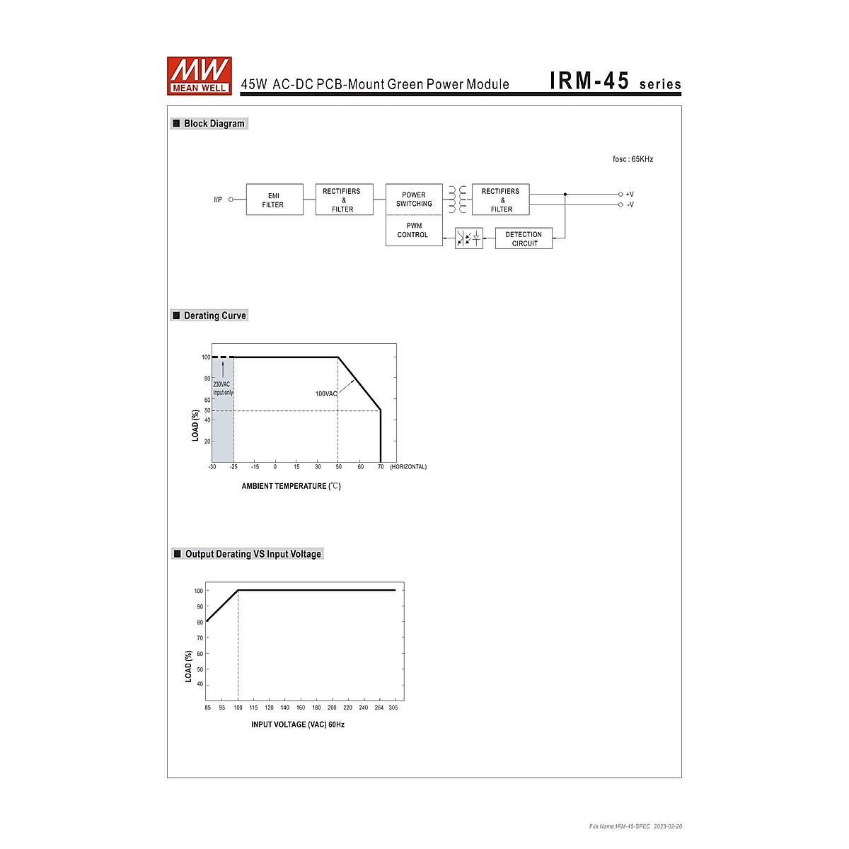 Mean Well IRM-45-5ST 40W AC-DC PCB-Mount Green Power Module IRM-45 5V 8A