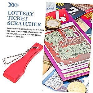 AUTSUPPL 10pcs Scraper Stickers Label Scratcher Ticket Scraper for Pottery Tickets Hanging Craper for Cards Adhesive Labels Ticket Scratch Off Handy Scraper Red Plastic