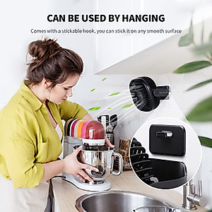 SMARTDEVIL Small Rechargeable Desk Fan, 3 Speeds 2000mAh Portable Personal Battery Operated Desktop Fan with Pasteable Hook, Dual 360° Adjustment Quiet Table Fan, for Home Office Outdoor (Black)