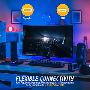 GTEK 165Hz 2K Gaming Monitor, 27 Inch Frameless Display QHD 2560 x 1440P, Curved 1800R, VA 1ms MPRT, Supports 144Hz HDR, FreeSync, DisplayPort/HDMI 2.0, VESA - Q2765VC