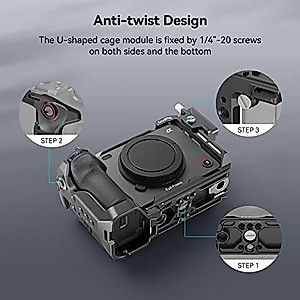 SmallRig Cage for Sony FX30 FX3 with HDMI Cable Clamp, Classic Bright Black Surface, Included Cold Shoe and NATO Rail, Modular Design Compatible with Original XLR Handle - 4183