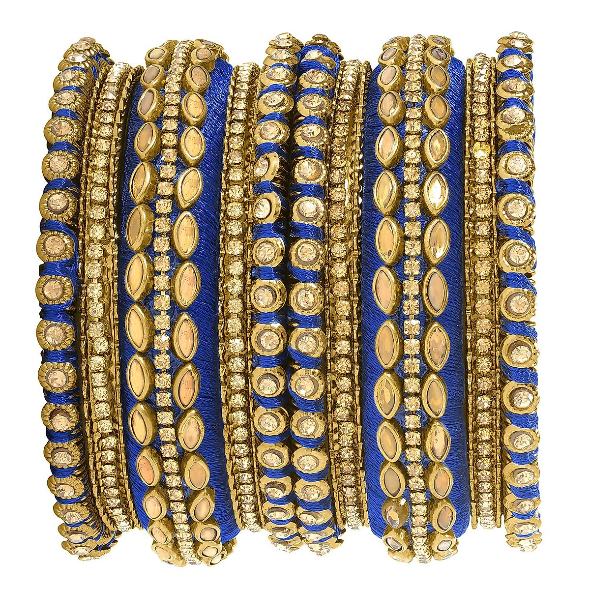 Aheli Silk Thread Faux Stone Studded Bangle Set Chuda Ethnic Indian Wedding Wear Fashion Jewelry Gift for Women