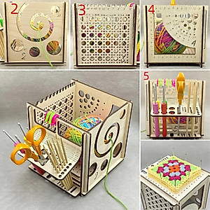 JoyKot All-in-one Wooden Yarn Bowl - Wooden Yarn Bowl Knitting Bowl,Yarn Organizers and Storage Great Gift for Crochet Lovers