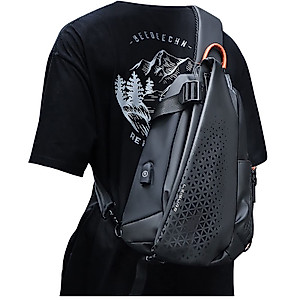 Sling Bag for Men Women,Small Waterproof Sling Backpack One Shoulder Bag, Lightweight One Strap Backpack Crossbody bag men with USB Charging Port