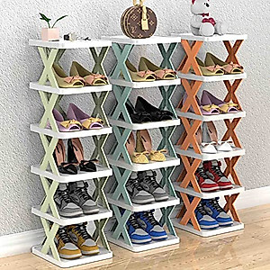 XUELF Vertical Shoe Tower, Narrow Corner Shoe Rack, Space Saving Shoe Rack, DIY Free Standing Shoes Storage Organizer, for Small Entryway, Closet, Hallway, Easy Assembly