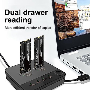 M.2 Cloner, SSD Hard Drive Docking Station, Duplicator Dual Bay 1Gbps High Speed Offline Clone M.2 SATA SSD Docking Station for 2230 22242 2260 2280 22110