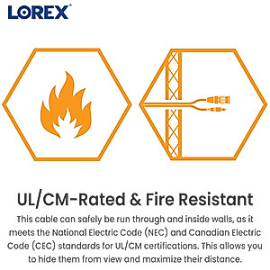 Lorex 4K RG59 Power Accessory Cable, Video Cable for Security Camera Systems, for Analog HD (CVI/TVI/AHD/MPX) or Analog (CVBS) Surveillance System, 100 feet (30m)