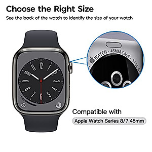 Mowei 3-Pack for Apple Watch Series 8/7 Screen Protector 45mm, 9H Tempered Glass 3D Full Coverage Bubble Free Waterproof Infinite HD Shield for Apple Watch 7/8 45mm (2022)