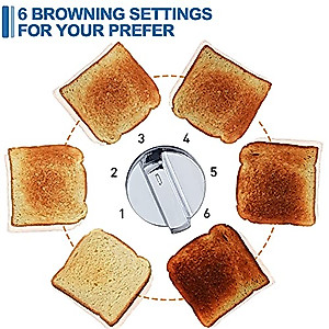 Toaster 2 Slice, CUSIMAX Stainless Steel Toaster with Large LED Display, Bread Toaster 1.5'' Extra-wide Slots with 6 Browning Settings, Cancel/Bagel/Defrost Function, Removable Crumb Tray, Silver