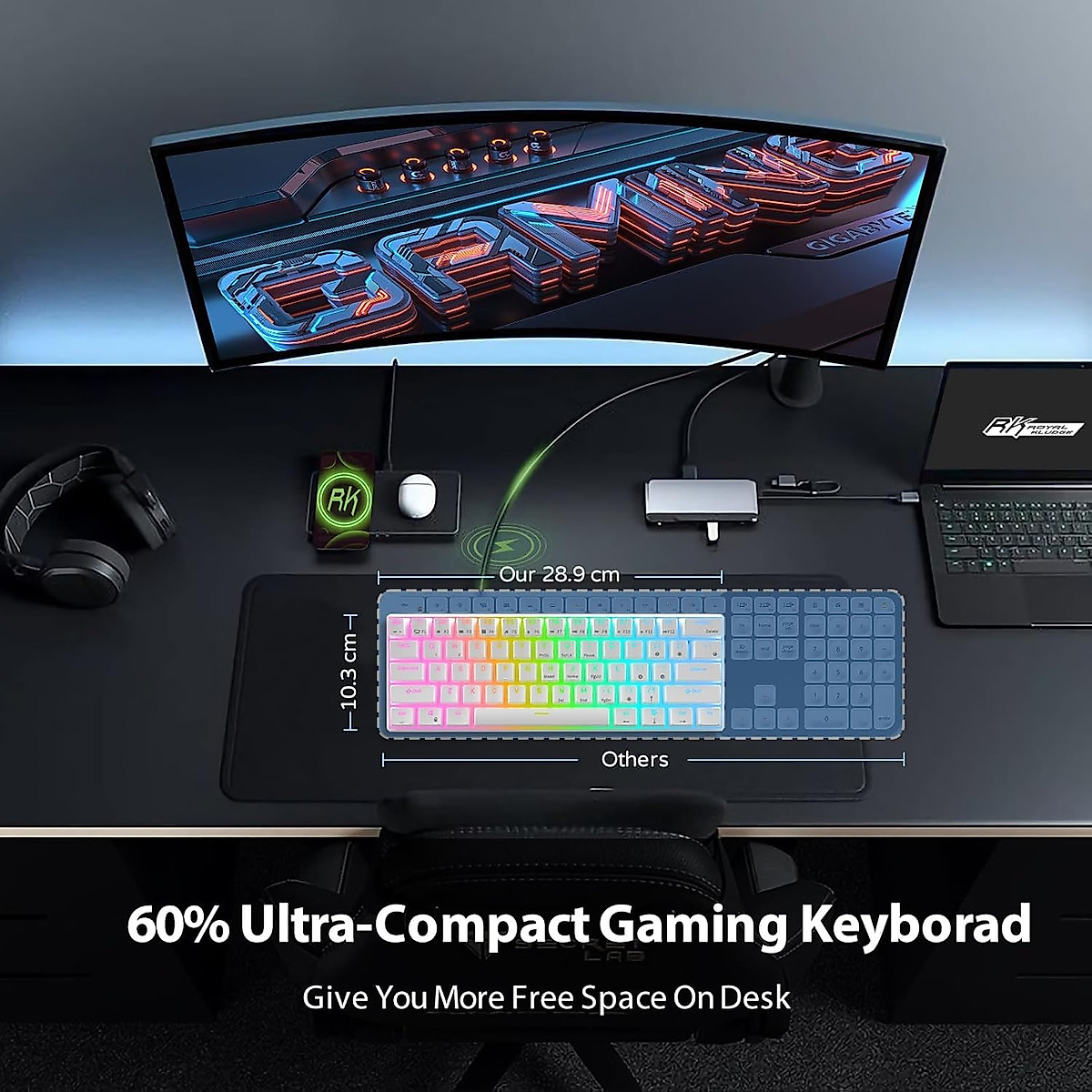 Gaming Keyboard for Girl, 60 Percent Keyboard Color Cute Keyboard with , Wired Mechanical Keyboard for Gaming Office White