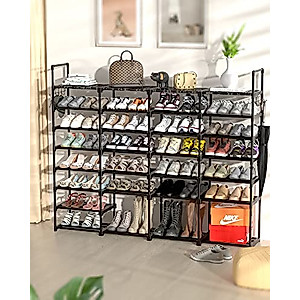 TIMEBAL 8 Tier Large Shoe Rack Organizer, 52-60 Pairs Shoe Storage, Vertical Free Standing Tall Shoe Rack for Entryway, Stackable Shoe Cabinet Shoe Rack Organizer for Closet Bedroom Hallway Garage