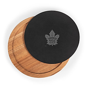 PICNIC TIME NHL Toronto Maple Leafs Insignia Acacia and Slate Serving Board with Cheese Tools, Charcuterie Board Set, Wood Cutting Board, (Acacia Wood & Slate Black with Gold Accents)