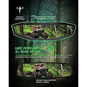 Maverick X3 Rear View Mirror, POISON SCORPION Aluminum UTV Rearview Center Mirror Adjustable Black 13356-12533 Compatible with Maverick X3 Turbo/R | X3 X | X3 MAX Turbo/R | X3 MAX X