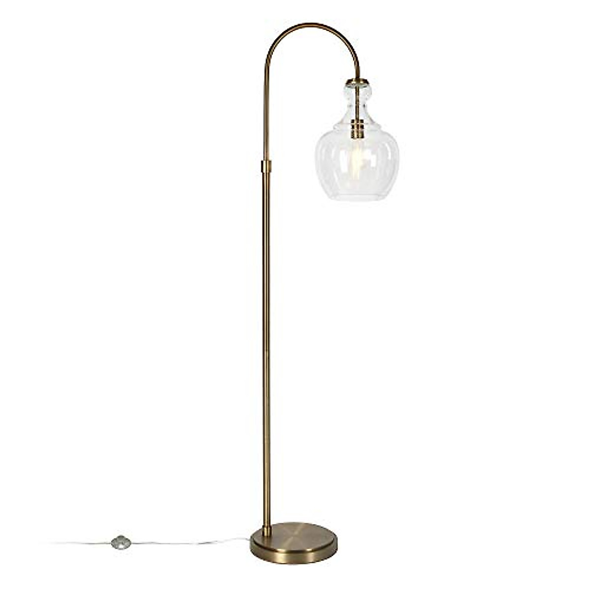 Henn&Hart Arc Floor Lamp with Glass Shade in Brass/Seeded, Floor Lamp for Home Office, Bedroom, Living Room