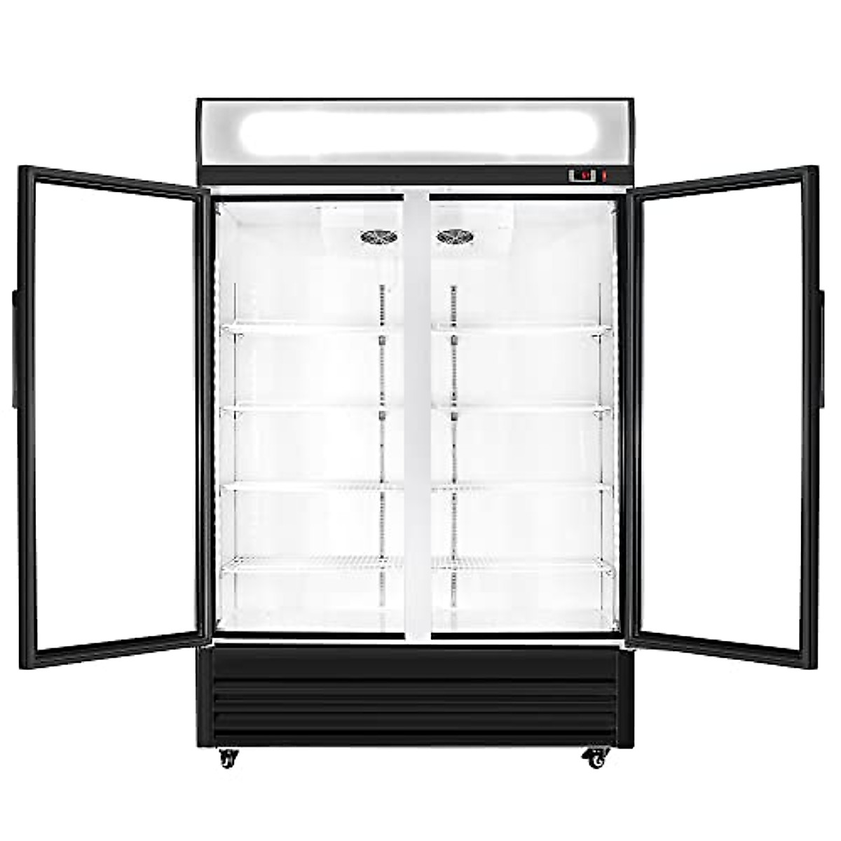 DHPM 51" 2 Sliding Glass Reach in Refrigerator Swing, Door Upright Display Beverage Cooler Merchandiser, Antique White