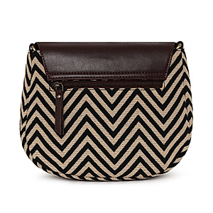 KLEIO Women's Pu Leather Jacquard Crossbody Side Sling Handbag Black