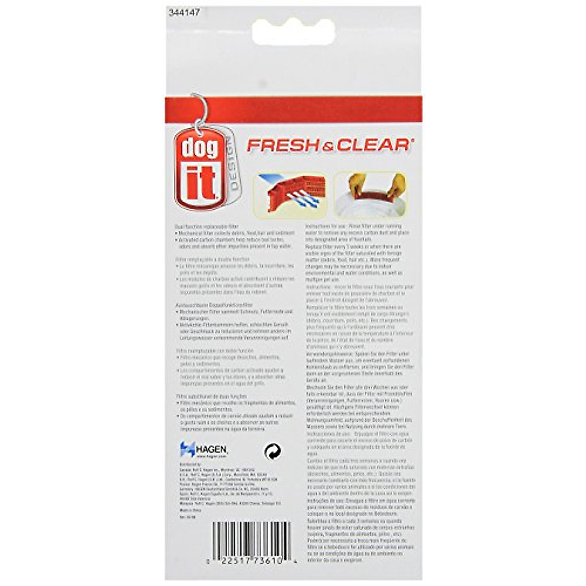 Dogit Fresh & Clear Elevated Dog and Cat Water Fountain, Replacement Filters, 3 Pack, 73610